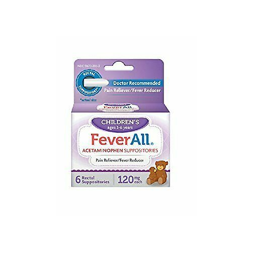 FeverAll Children's Acetaminophen Suppositories Pain & Fever Relief 6 ...