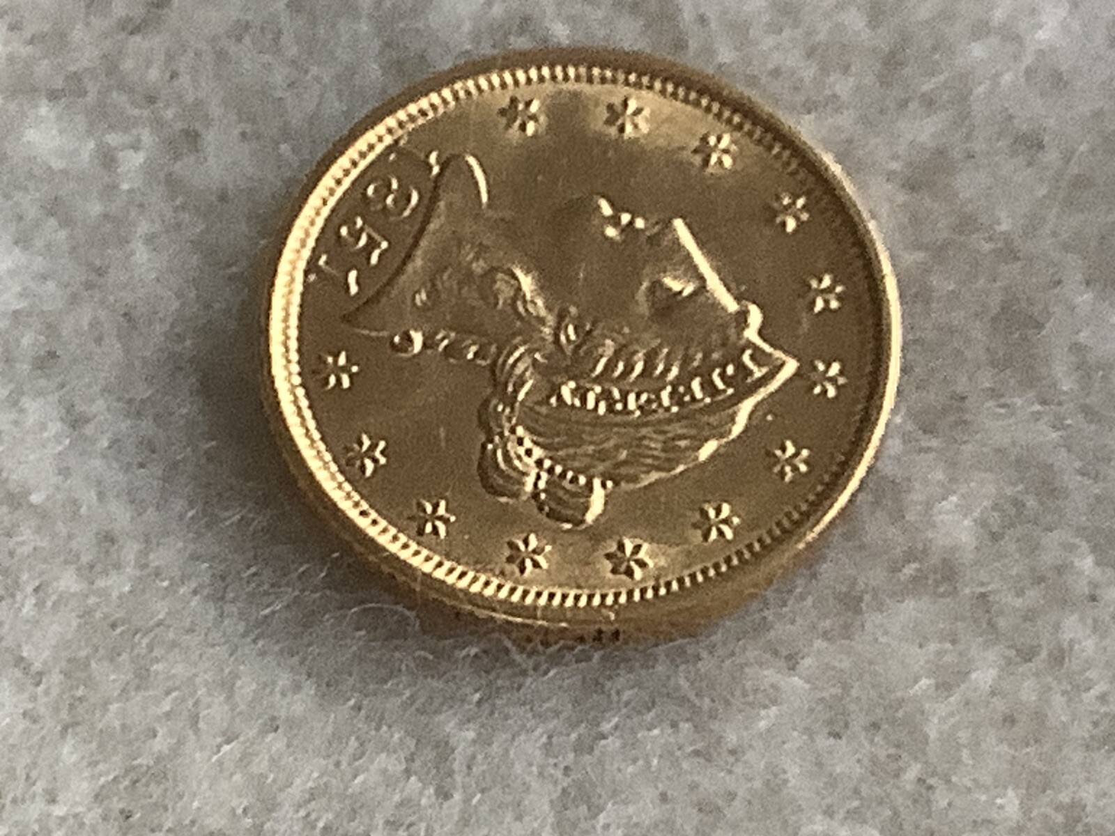 RARE U.S. $2 1/2 1851 GOLD COIN EXCEPTIONAL COND. STRIKE COLOR ORIG ...