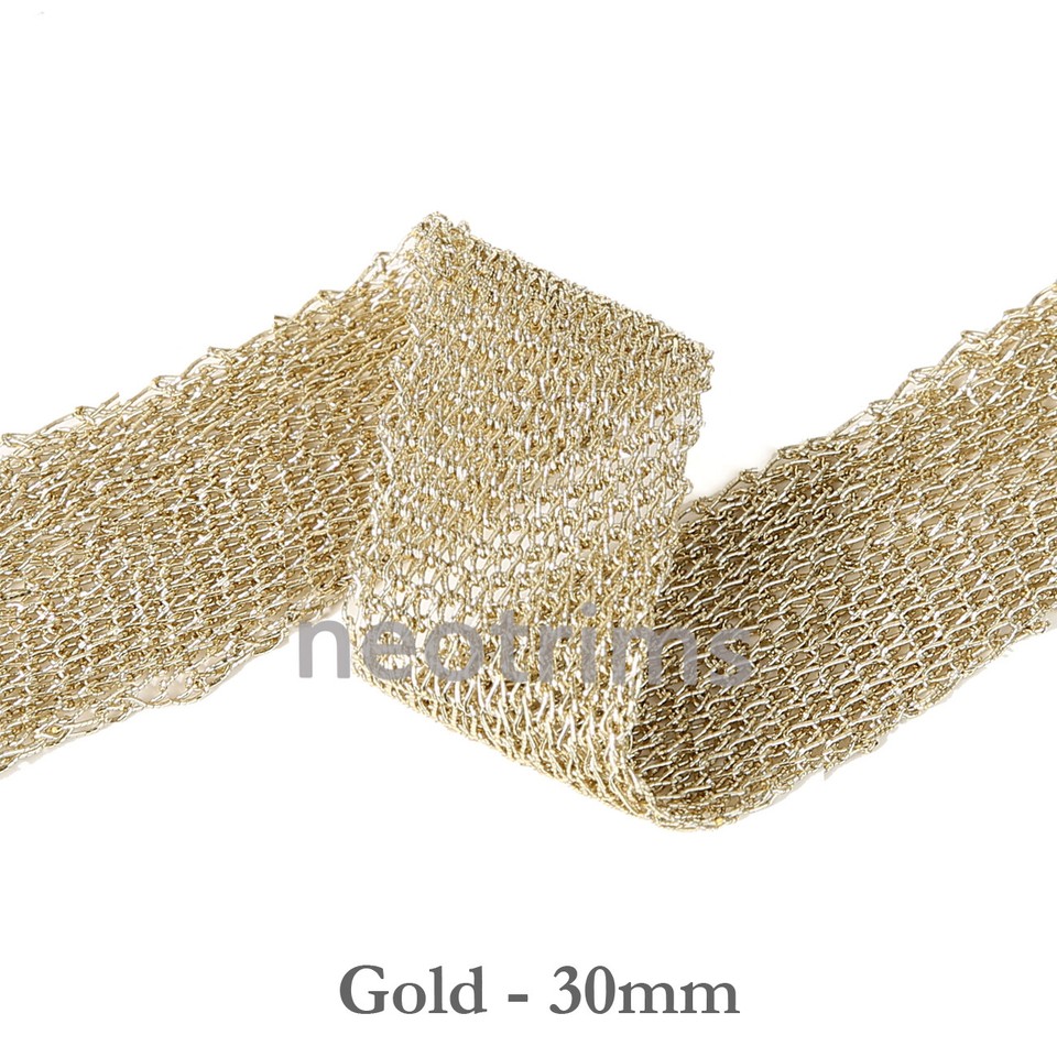 Metallic Gold Silver Trimming Ribbon Braid Lurex Textured Weave,5 ...