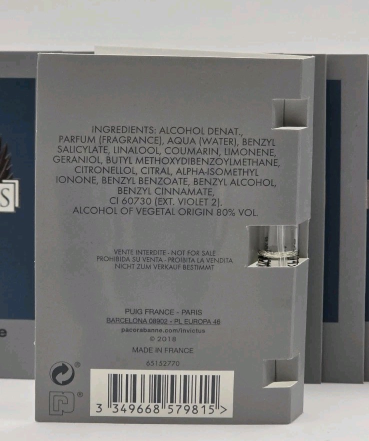 12X Paco Pabanne Invictus Legend EDP 1.5ml/0.05fl oz Mini Spray Vials ...
