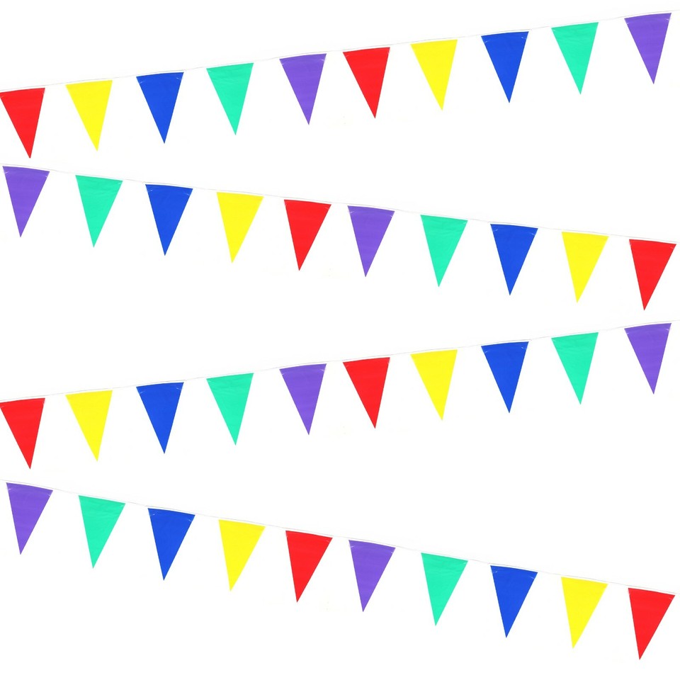 Bright Multicolour Triangle Plastic Double-Sided Party BBQ Garden Party ...