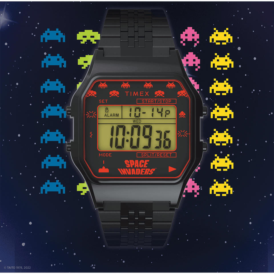 Timex X Space Invaders Retro Arcade Watch TW2V30200 Digital Alarm ...