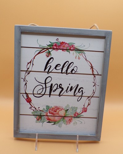Hello Spring Framed Wall Art 8"x10"x.5" New Transpac | eBay