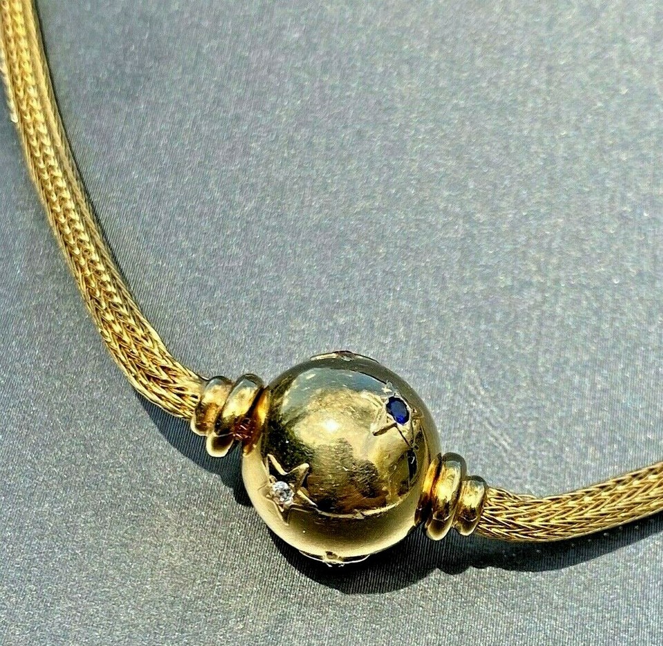 Vintage Diamond Necklace Celestial Ruby Sapphire Star Estate Jewelry ...