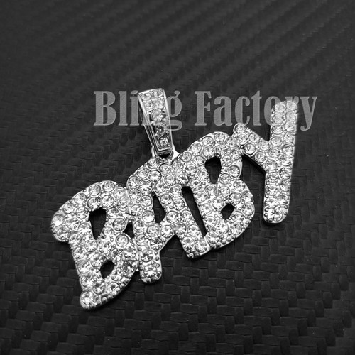 Iced Lil Baby Pendant & 1 Row Bling Rhinestone Chain Hip Hop Fashion ...