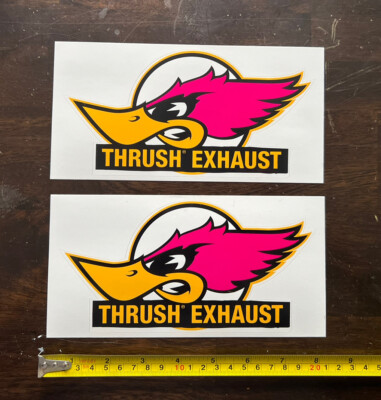 2 EXHAUST Stickers Decal hot rat rods racing thrush drags rodders ...