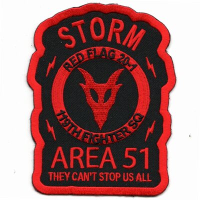 4.5" USAF AIR FORCE 119FS RED FLAG 20-1 STORM AREA 51 EMBROIDERED ...
