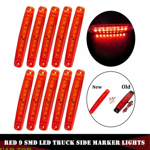 10x Red 9 SMD LED Truck Car Side Marker Indicator BUS Lights Tailer ...