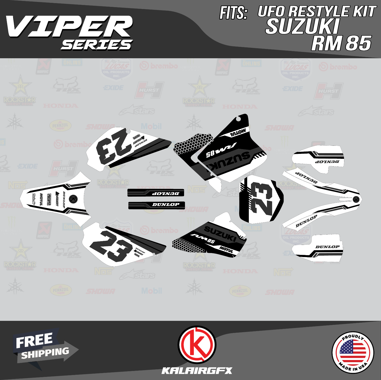 Graphics Kit for Suzuki RM85 (2001-2023) UFO RESTYLE Viper-White | eBay