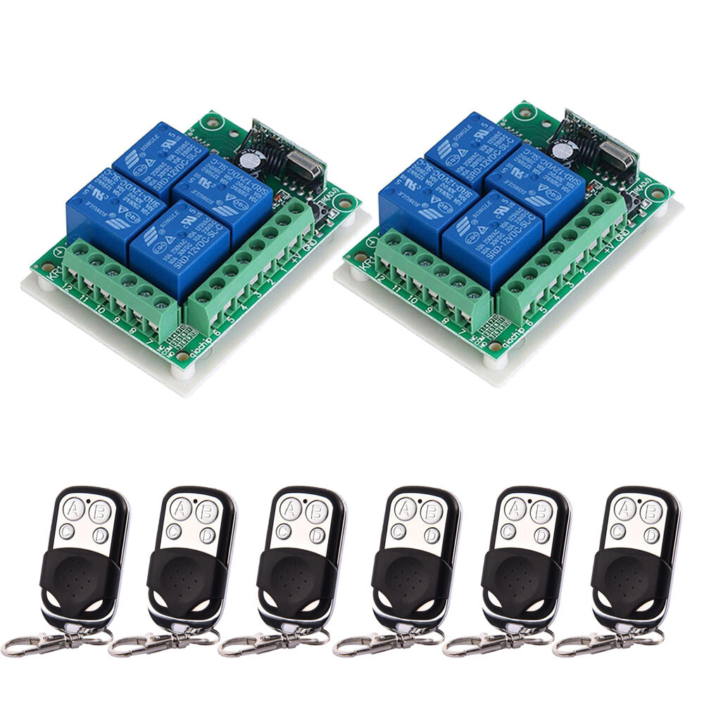 12V 4 Channel Raley Switch Module 433Mhz Wireless Garage Door Control ...