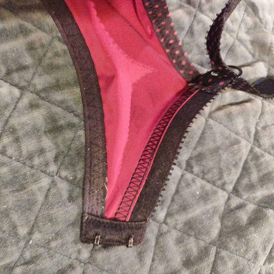Freya red burgundy with black polka dots Padded Bra 32FF super soft ...