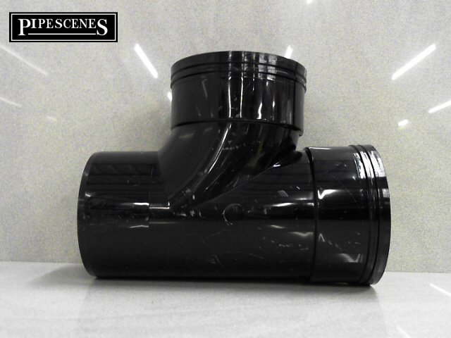 Solvent 110mm Soil Pipe Swept Tee Branch Double Socket - Black Glued D ...