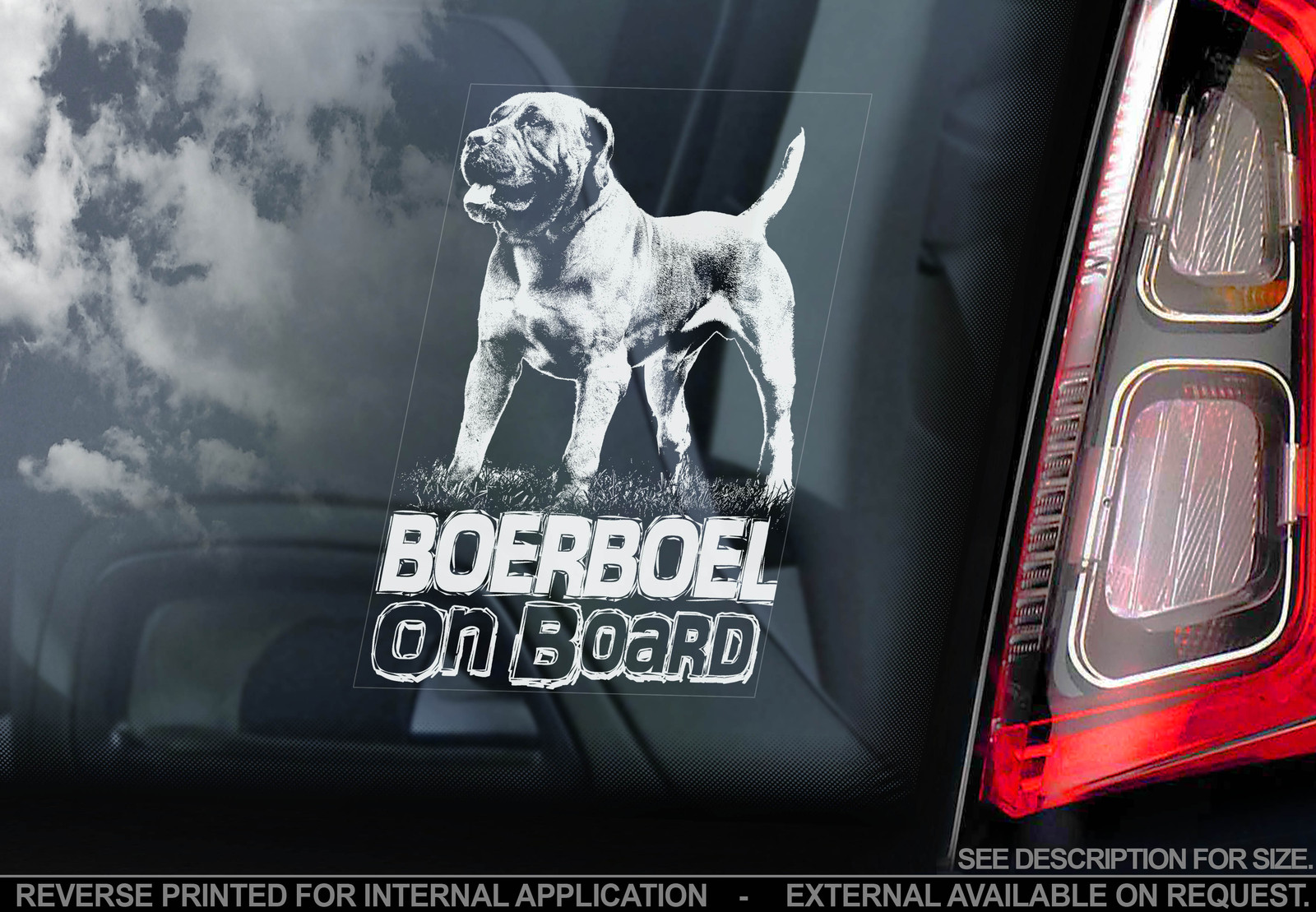 Boerboel - Car Window Sticker - South African Mastiff Dog on Board Sign ...