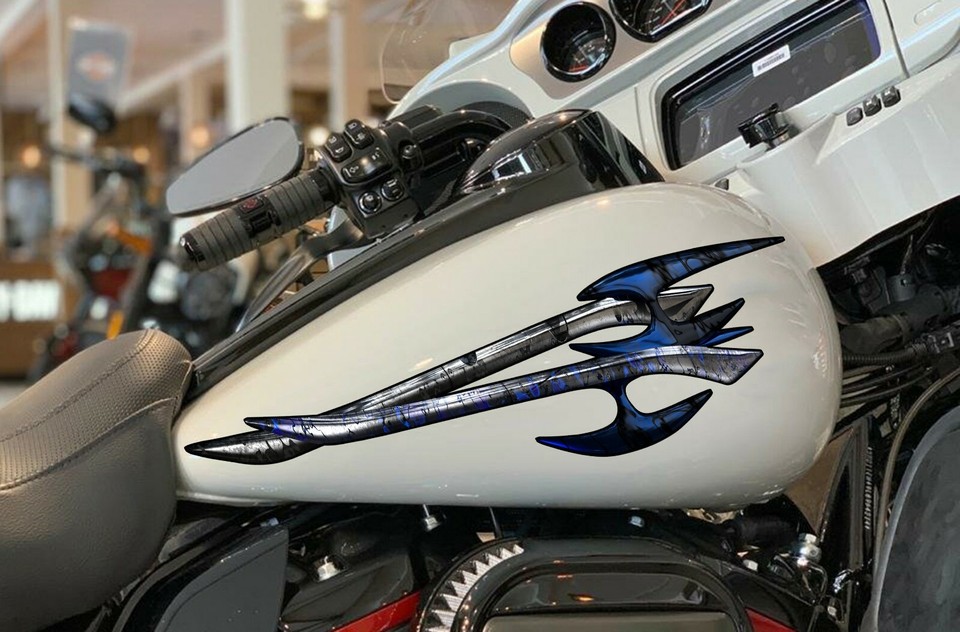 Full color bike side graphics, Tribal motorcycle decals, Tribal vinyl ...