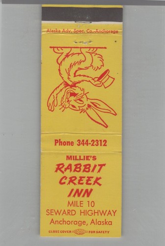 Matchbook Cover - Rabbit - Rabbit Creek Inn Seward Highway Anchorage ...