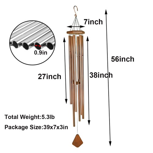 Amazing 56in 6 Metal Tubes Deep Tone Resonant Bass Sound CHURCH Bell ...