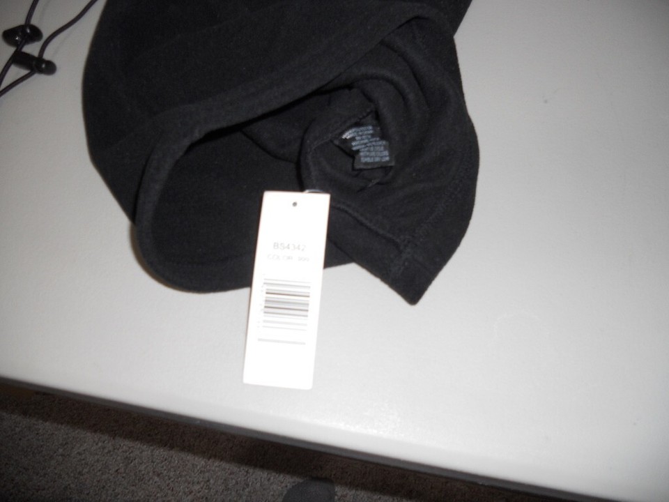 NWT BLACK FLEECE BALACLAVA winter HAT PULL STRING FRONT one size men ...