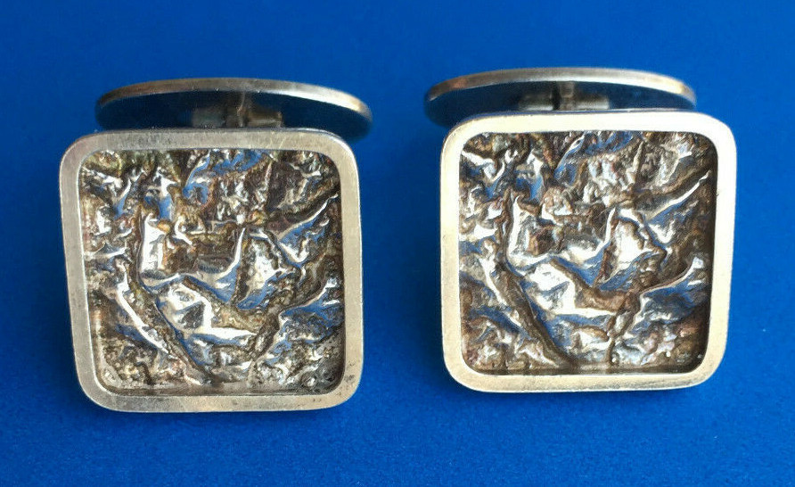 RARE VINTAGE MODERNIST STERLING SILVER CUFFLINKS (10.… - Gem