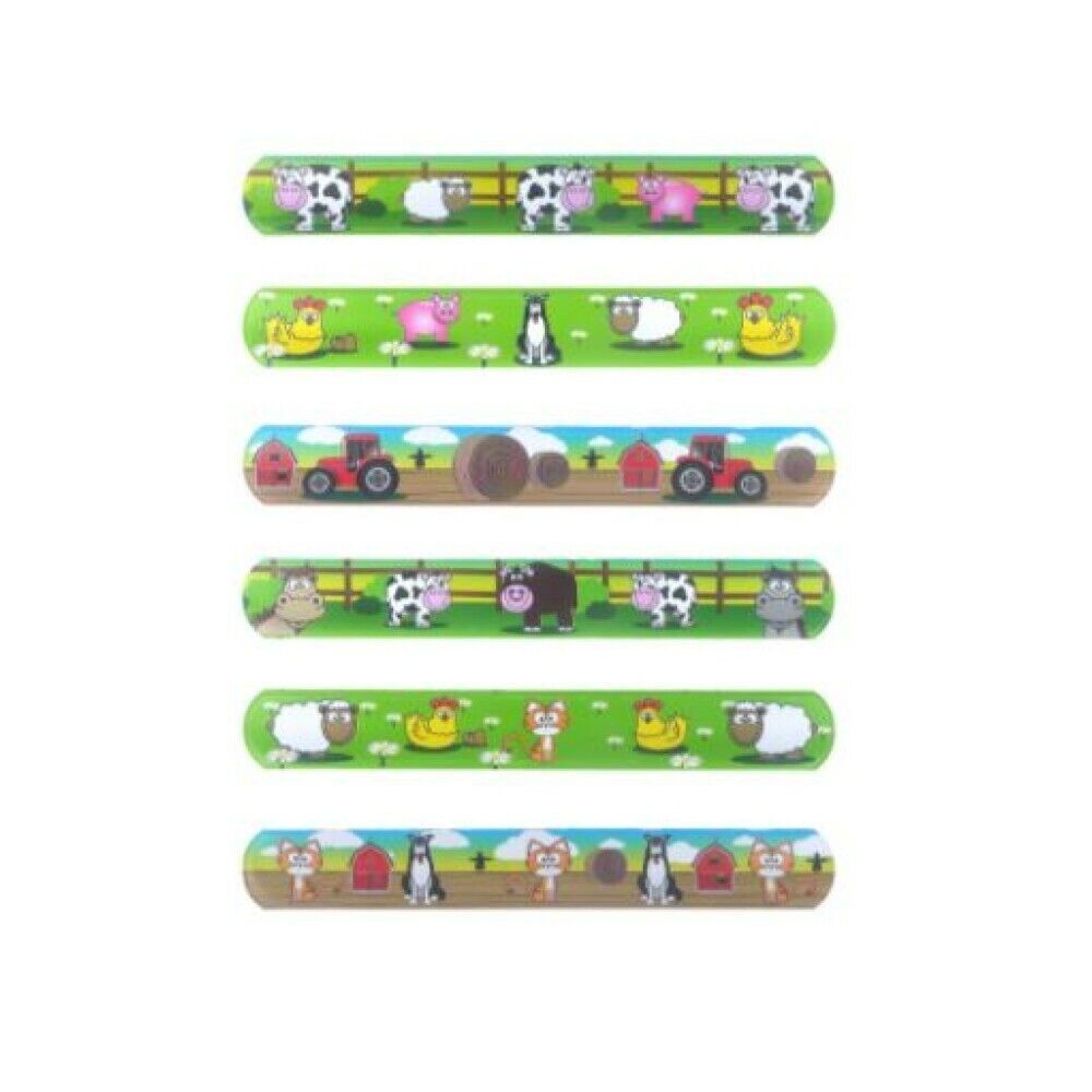 Assorted 1 desgn iFarm Animals Slap Bands Snap Bracelets Kids Birthday ...