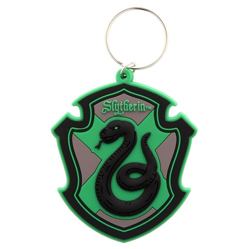 SLYTHERIN HOUSE KEYRING Hogwarts Crest Keychain Rubber Key Ring Chain ...
