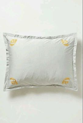 New Anthropologie Safia Embroidered Standard Shams 20"x 26" Light Gray ...