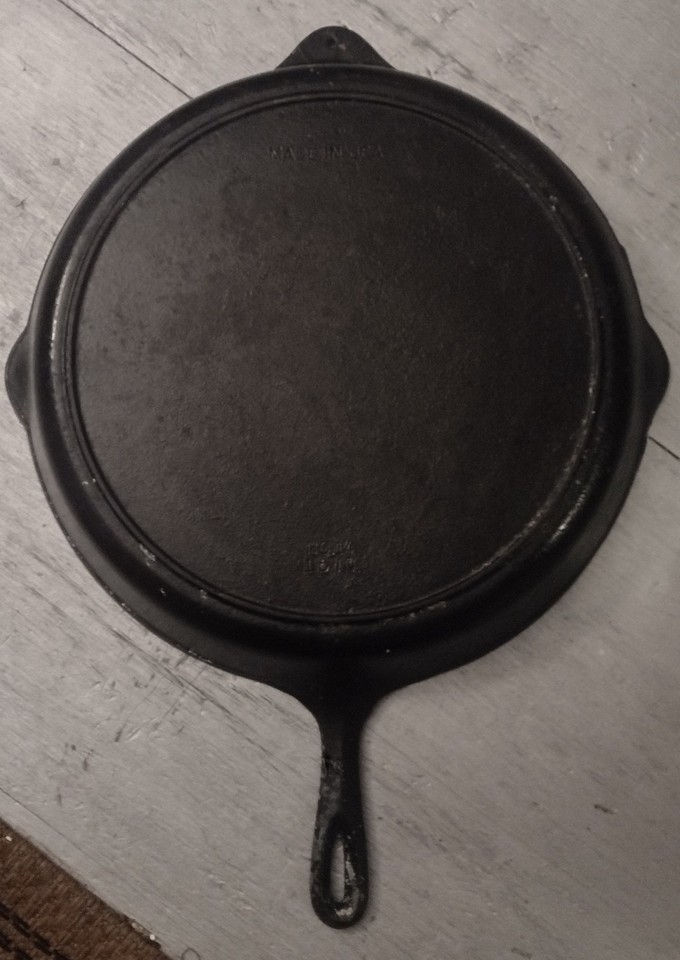 VTG # 14 Cast Iron Skillet LARGE Frying Pan Antique Unmarked BSR ...