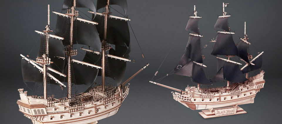 Pirate ship "Black Heart" / "Black Pearl" - Wooden model | eBay