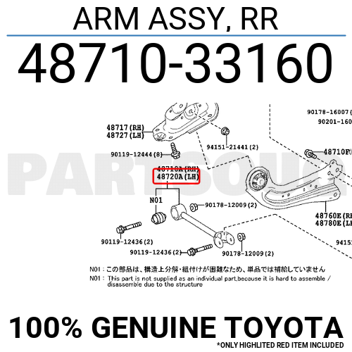 4871033160 Genuine Toyota ARM ASSY, RR 48710-33160 | eBay