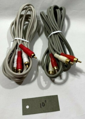 TESTED (2) 10FT GOLD PLATED STEREO AUDIO CABLE RCA Red/White CD TAPE ...