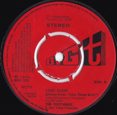 Pentangle ORIG UK 45 Light flight EX ’69 Big T BIG128 Folk Rock Bert ...