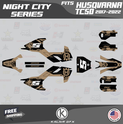 Graphics Decal Kit for Husqvarna TC50 (2017-2023) TC 50 Night City ...
