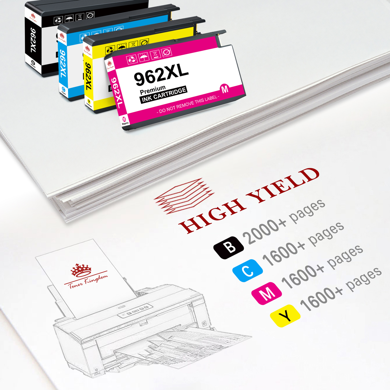 4PK 962 XL Ink Cartridges HP Officejet Pro 9010 9015 9016 9018 9020 ...