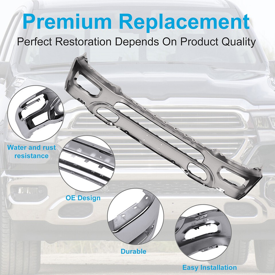 Chrome Steel Front Bumper Face Bar For 2019-2022 RAM 1500 Pickup OEM ...