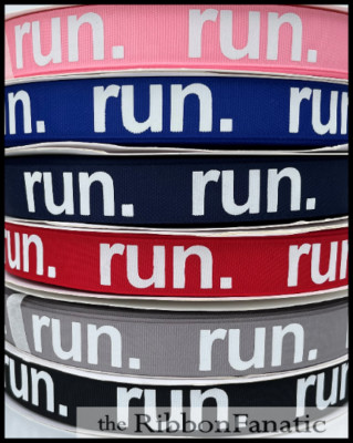 3yds 7/8" RUN Pink Black Navy Red Gray Runner Grosgrain Ribbon | eBay