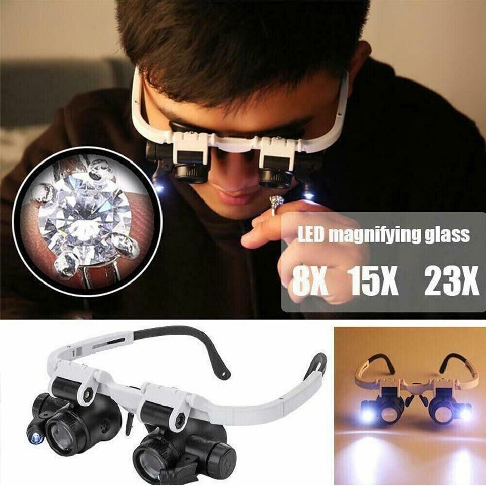 Multifunction 2 LED Head-Mounted Illuminating Microscope, 8x 15x 23x ...