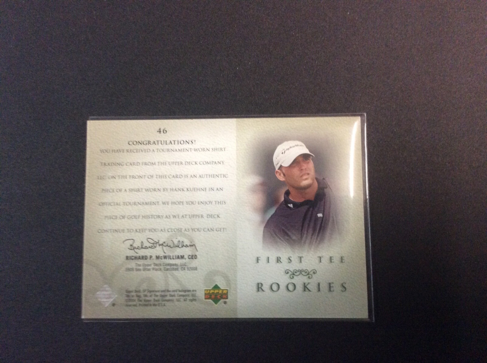 2004 upper deck golf rookies first tee shirt card hank kuehne | eBay