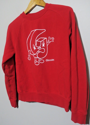 GLOSSIER Red G Pal Graphic Limited Edition Cozy Crewneck Pullover ...