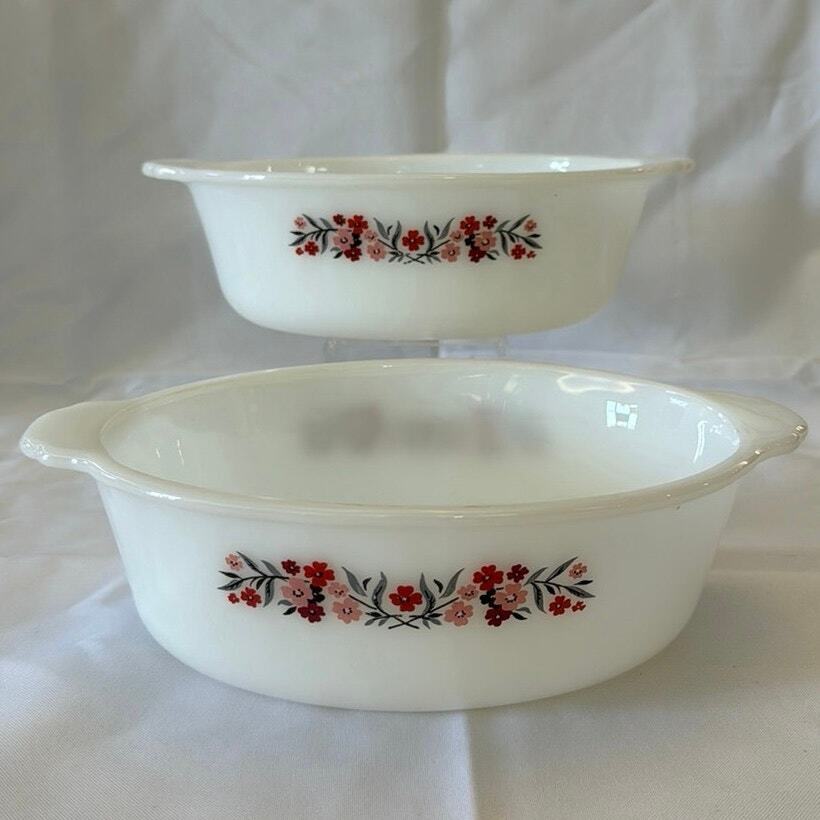 Vintage Fire King Primrose 1.5 Qt Casserole Dishes Bakeware Set of 2 ...