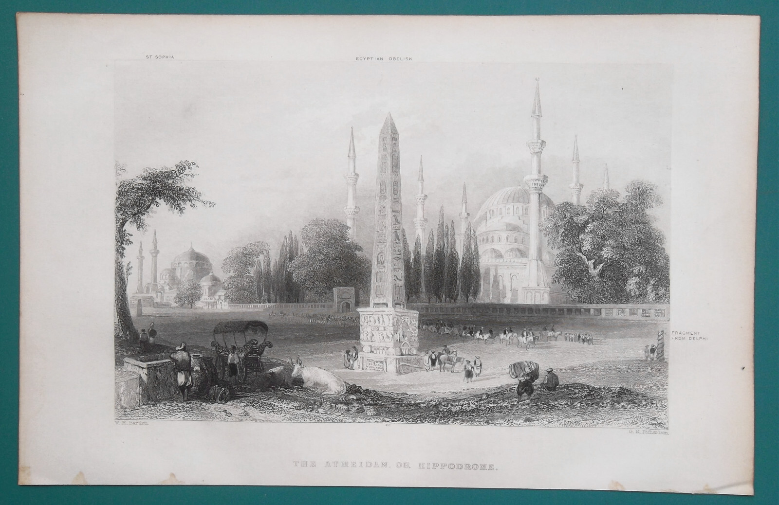 CONSTANTINOPLE Obelisk Atmeidan or Hippodrome - 1850 Antique Print by ...