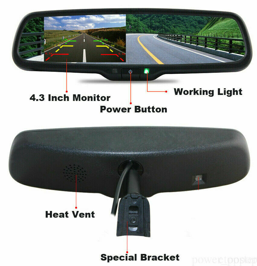 Rear View Mirror Kit 4.3" Monitor No1 Bracket+HD Reverse Backup Camera ...