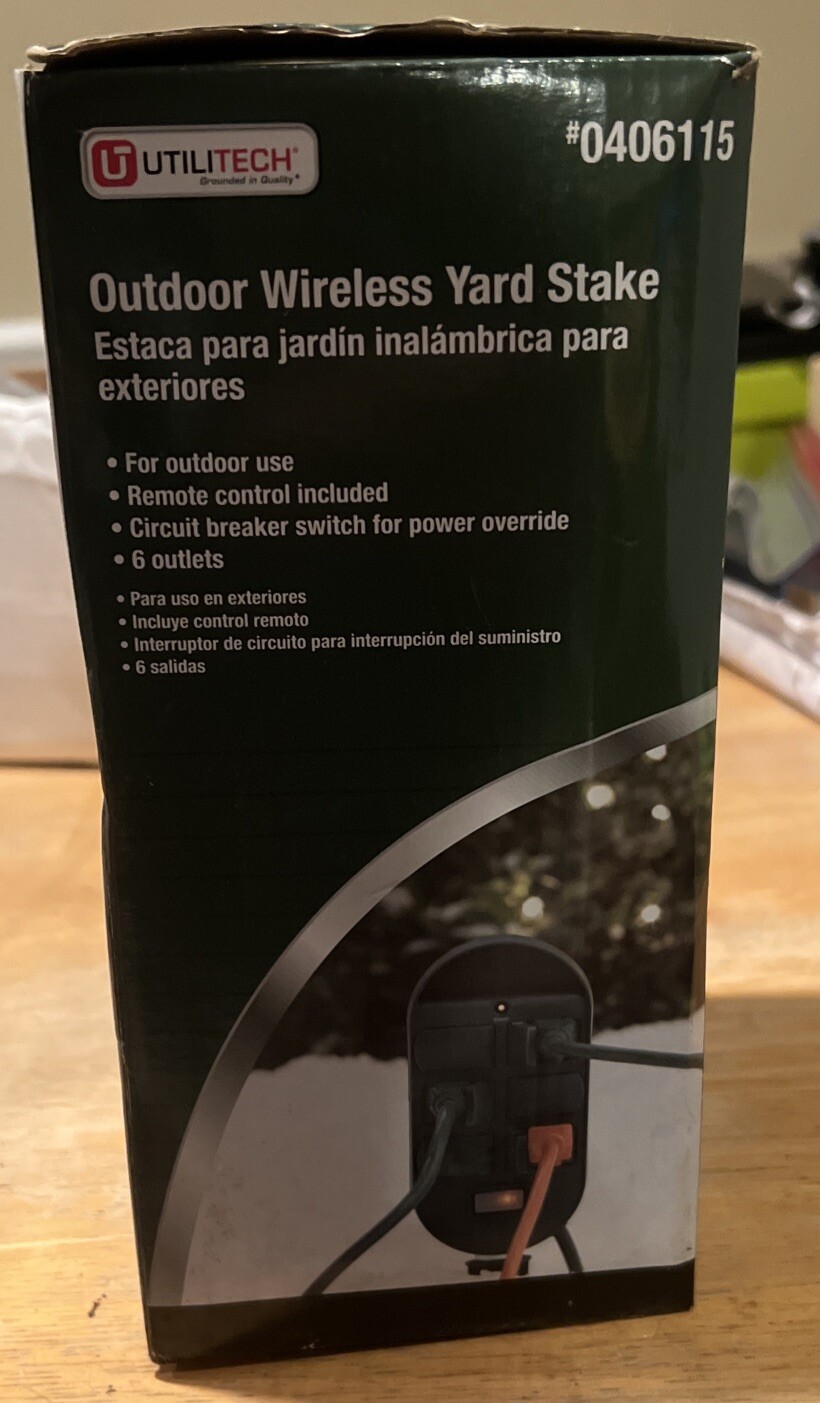 Utilitech Outdoor Wireless Lawn Stake 6 outlets 6 ft 14 Gauge Grounded Cord | eBay