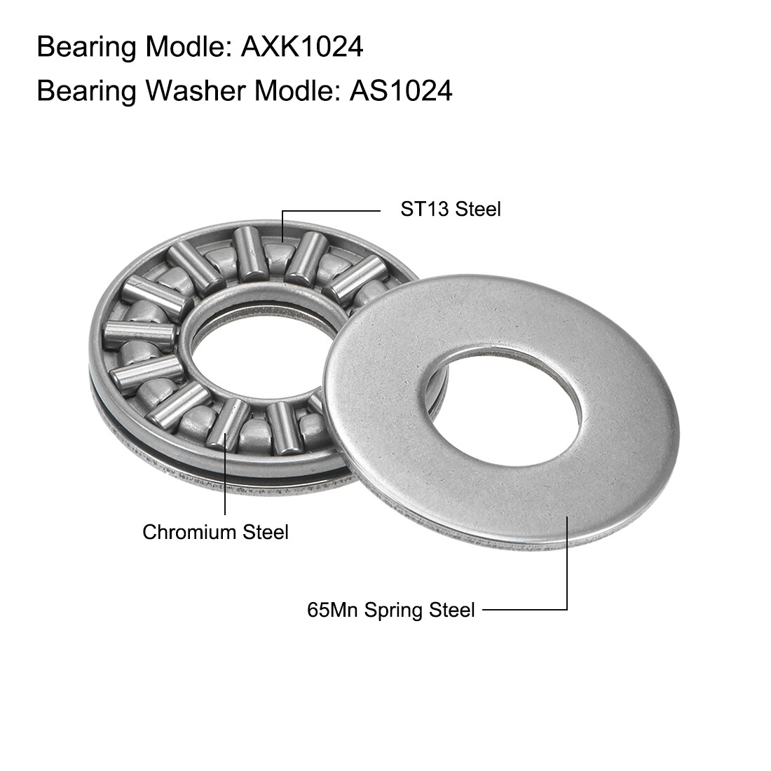 AXK1024 Thrust Needle Roller Bearings 10x24x2mm with AS1024 Washers ...