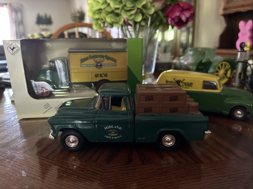 3 Ertl John Deere Coin Banks, 1/25 Deer E Co. Delivery Van & 2 -1/38 ...