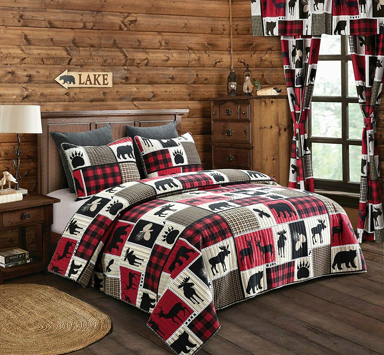 Virah+Bella+Collection+Phyllis+Dobbs+Lodge+Life+Polyester+King+Quilt ...