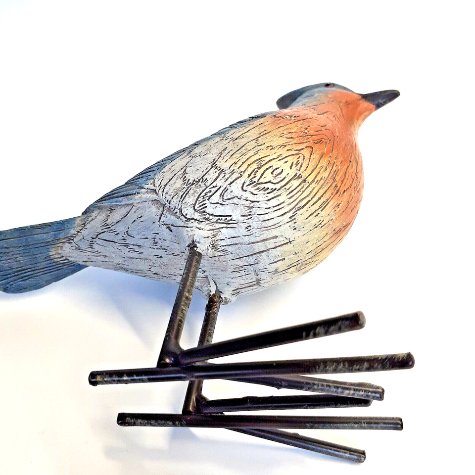 Vintage Bird Figurine Tufted Titmouse Hand Painted Songbird Metal Feet ...