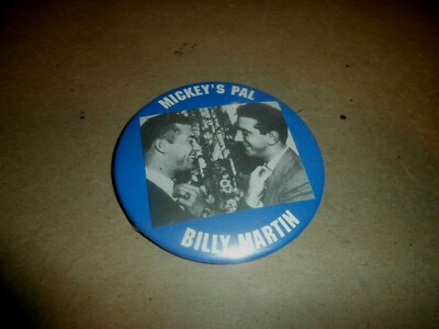 Vintage Mickey Mantle Mickey's Pal Billy Martin Baseball Pinback Badge ...