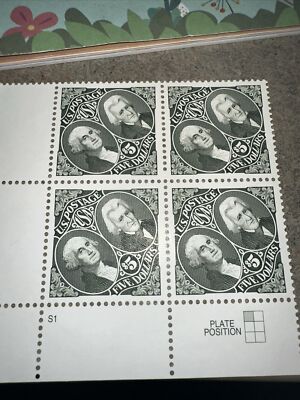 US Postage USA Five Dollars $5 George Washington & Andrew Jackson Stamp ...