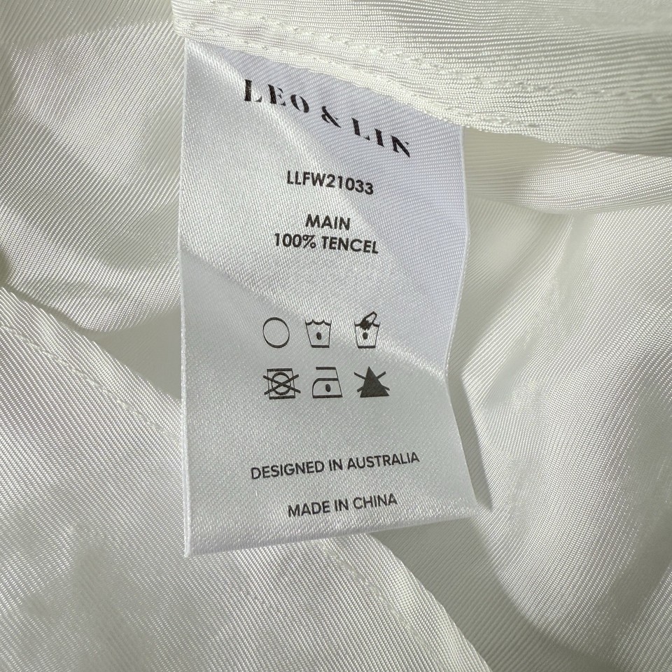 Leo & Lin White Knotted Mini Dress Size 8 One Shoulder Puff Sleeve ...