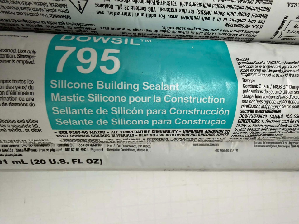 Dowsil 795 Silicone Building Sealant Sausage 20oz - Set of 15 - May ...