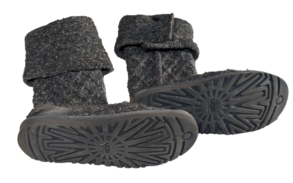 UGG Women's Cardy Boot Size 8 Lattice Knit Tall Pull On Gray Fabric ...